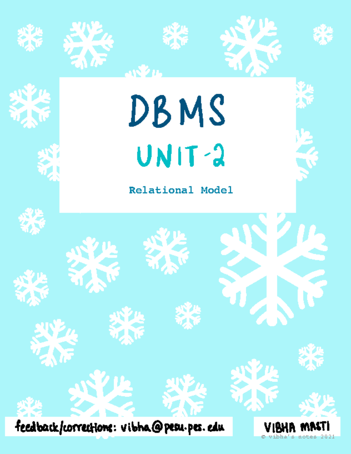 DBMS 2021 Unit 2: Relational Model Concepts and Corrections Notes - Studocu