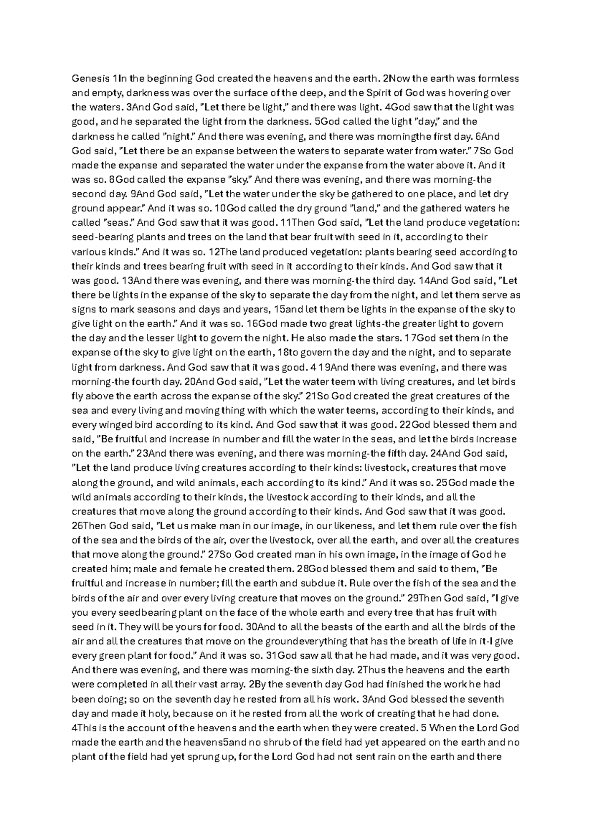 Genesis 1-3: Creation and Fall of Humanity - BIB 101 Notes - Studocu