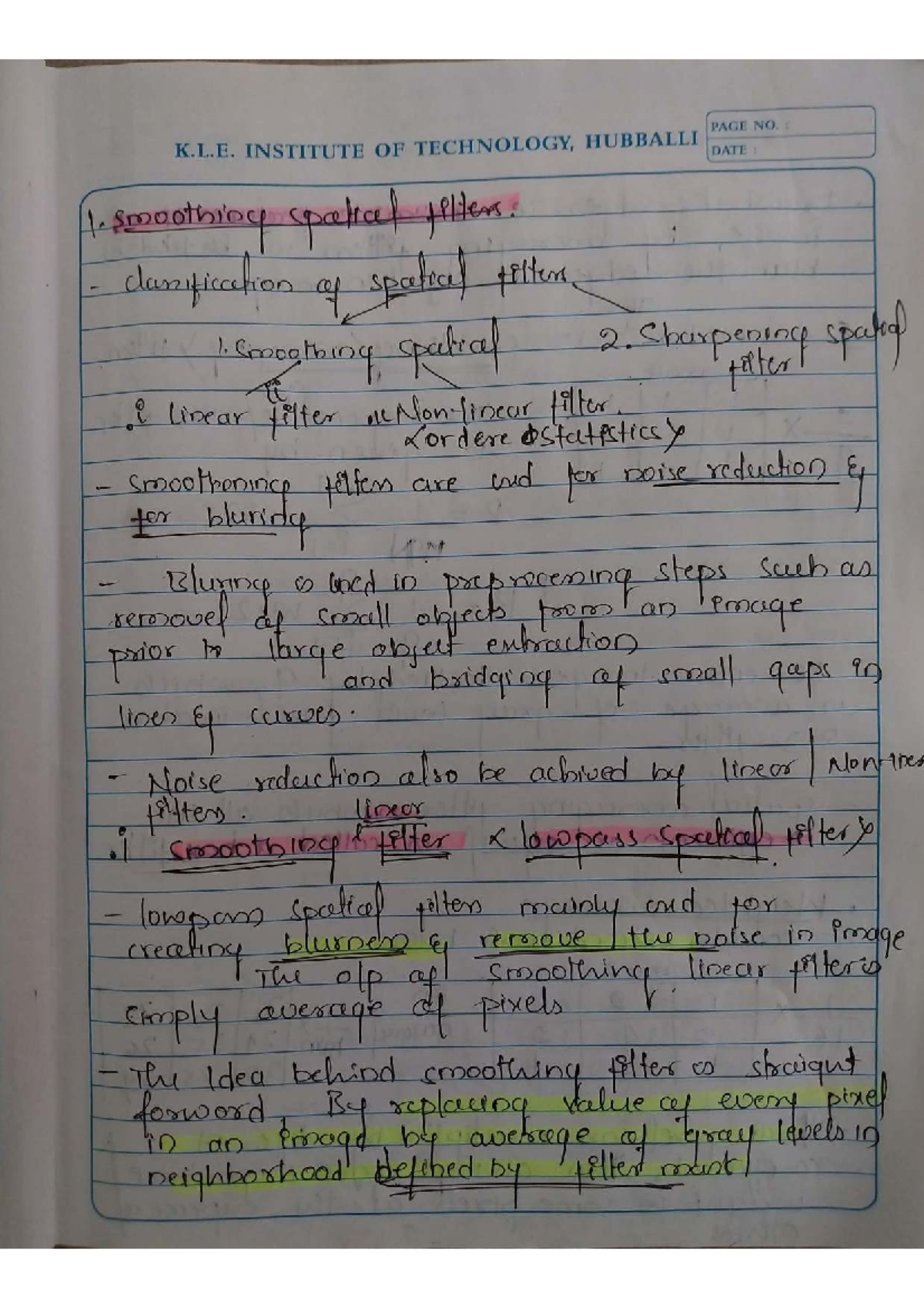K.L.E. INSTITUTE OF TECHNOLOGY: Smoothing & Sharpening Spatial Filters ...