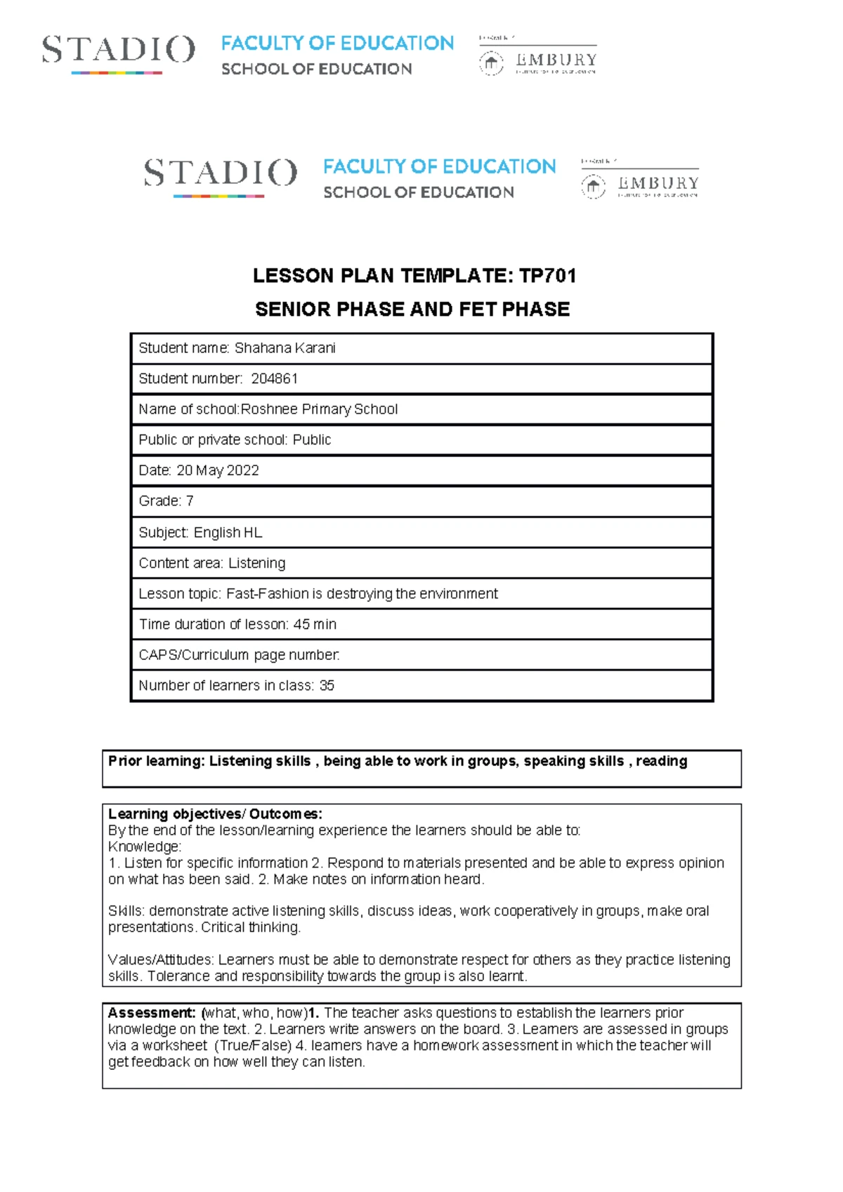 Grade 5 English Lesson Plans 2023-2024: Term 1 to Term 3 - Studocu