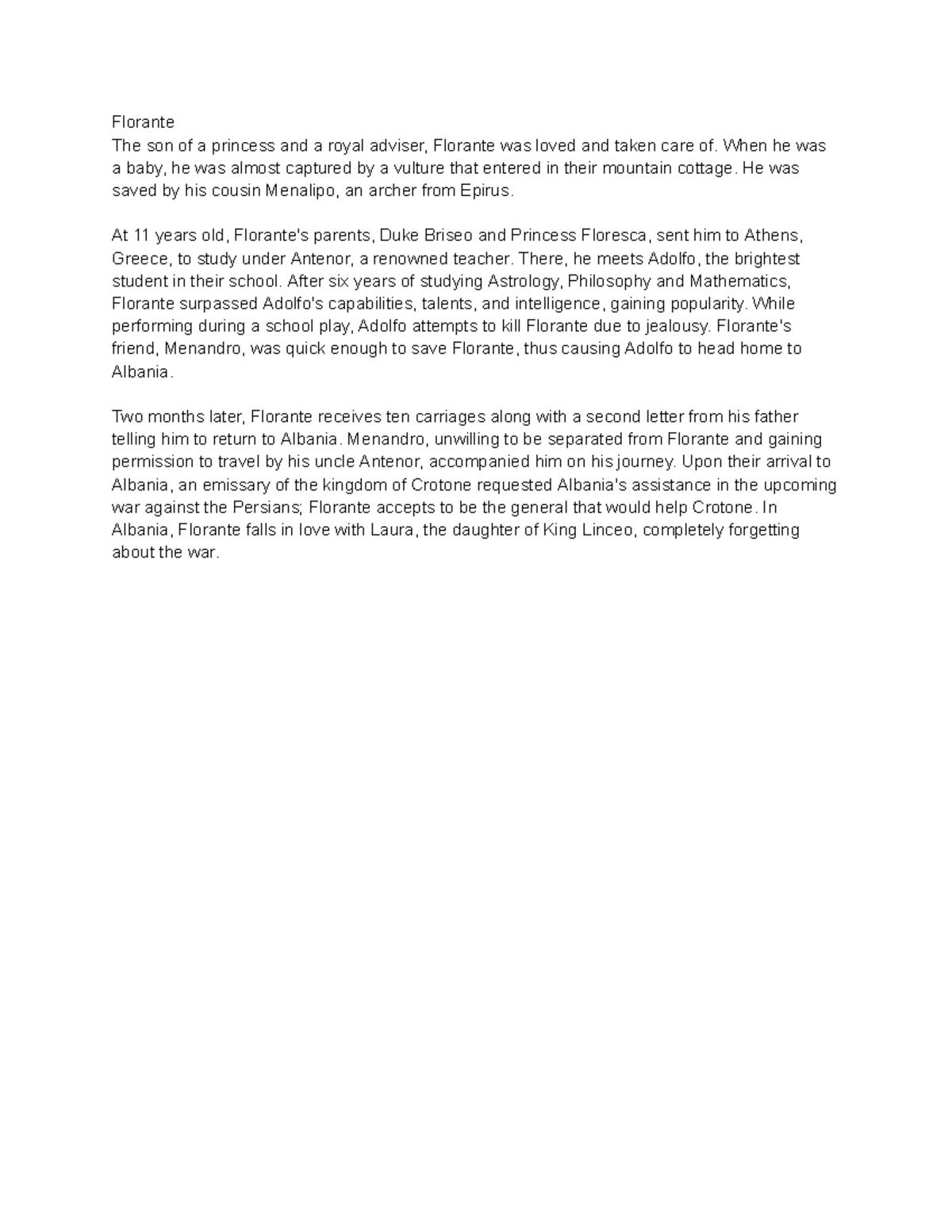 Lecture Notes on Florante: A Tale of Love and War - Studocu