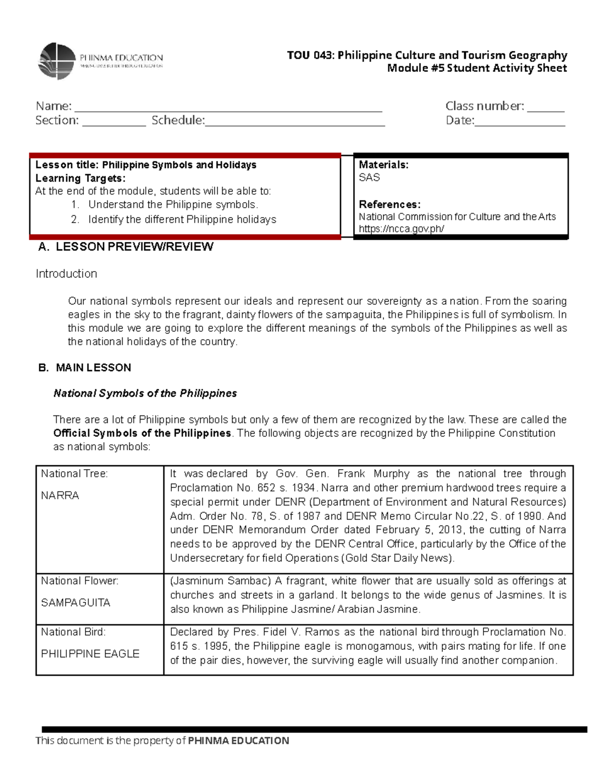 SAS#5 - TOU 043 - Sas - Module #5 Student Activity Sheet Name: - Studocu