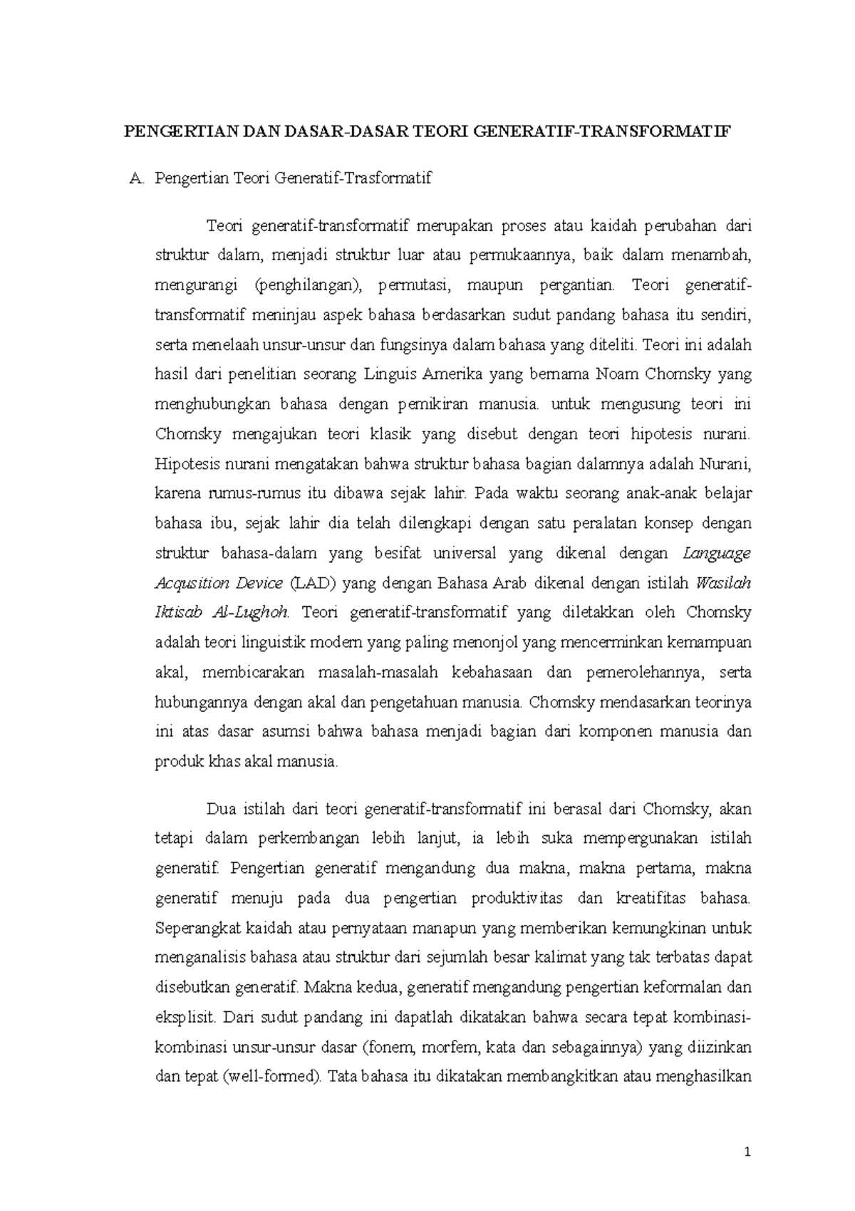 Teori Generatif-Transformasi: Dasar dan Penerapannya dalam Linguistik ...