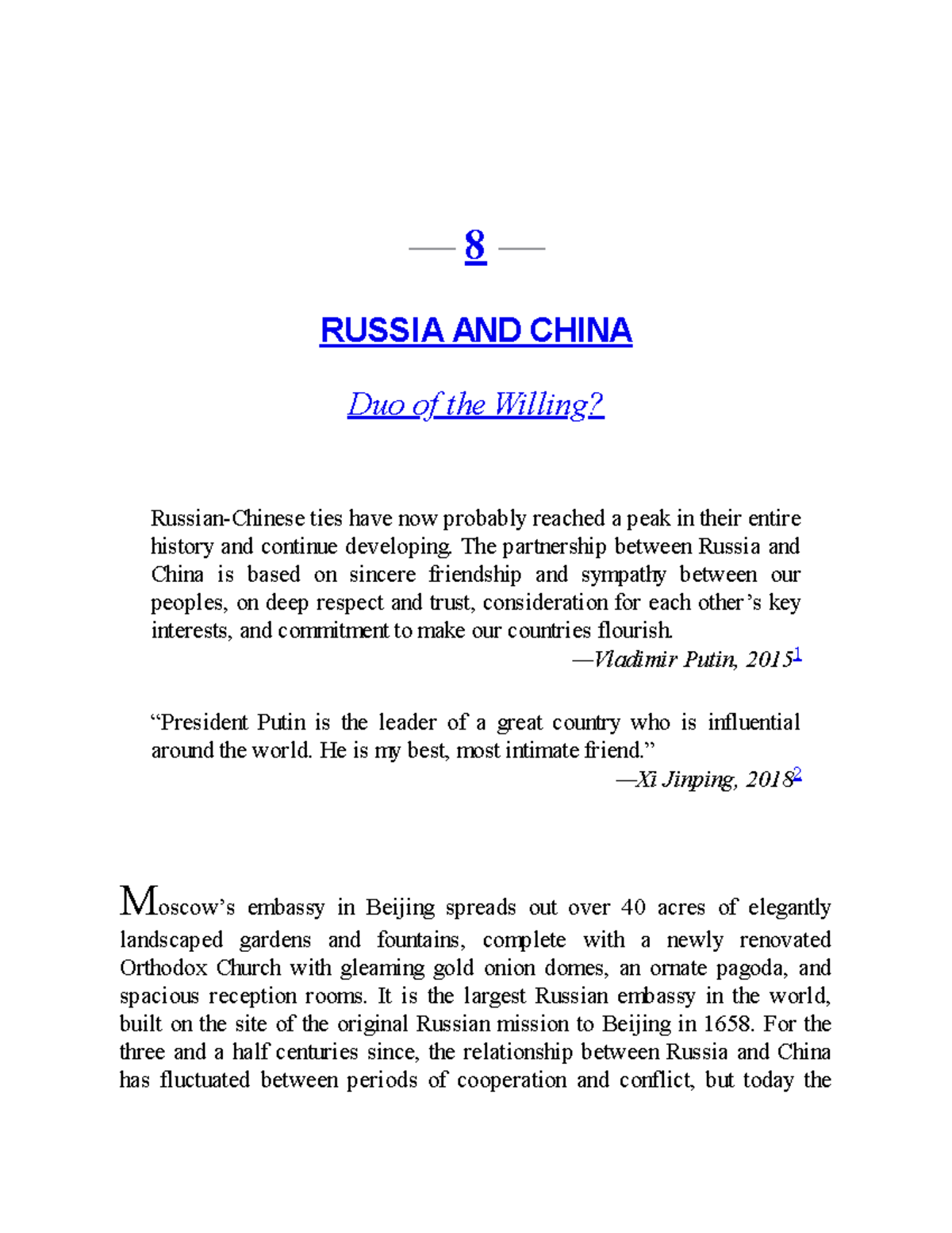 Sino-Russian Relations: Dynamics, Challenges, and Strategic ...