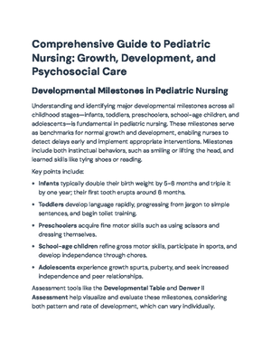 Pediatric Nursing Lecture: Growth & Development Milestones (PNE 101 ...