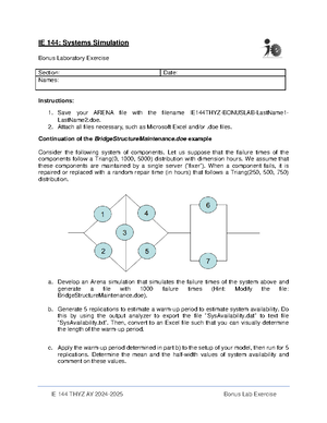 IE 144: Systems Simulation Lab Exercise - Cost Analysis & Optimization ...