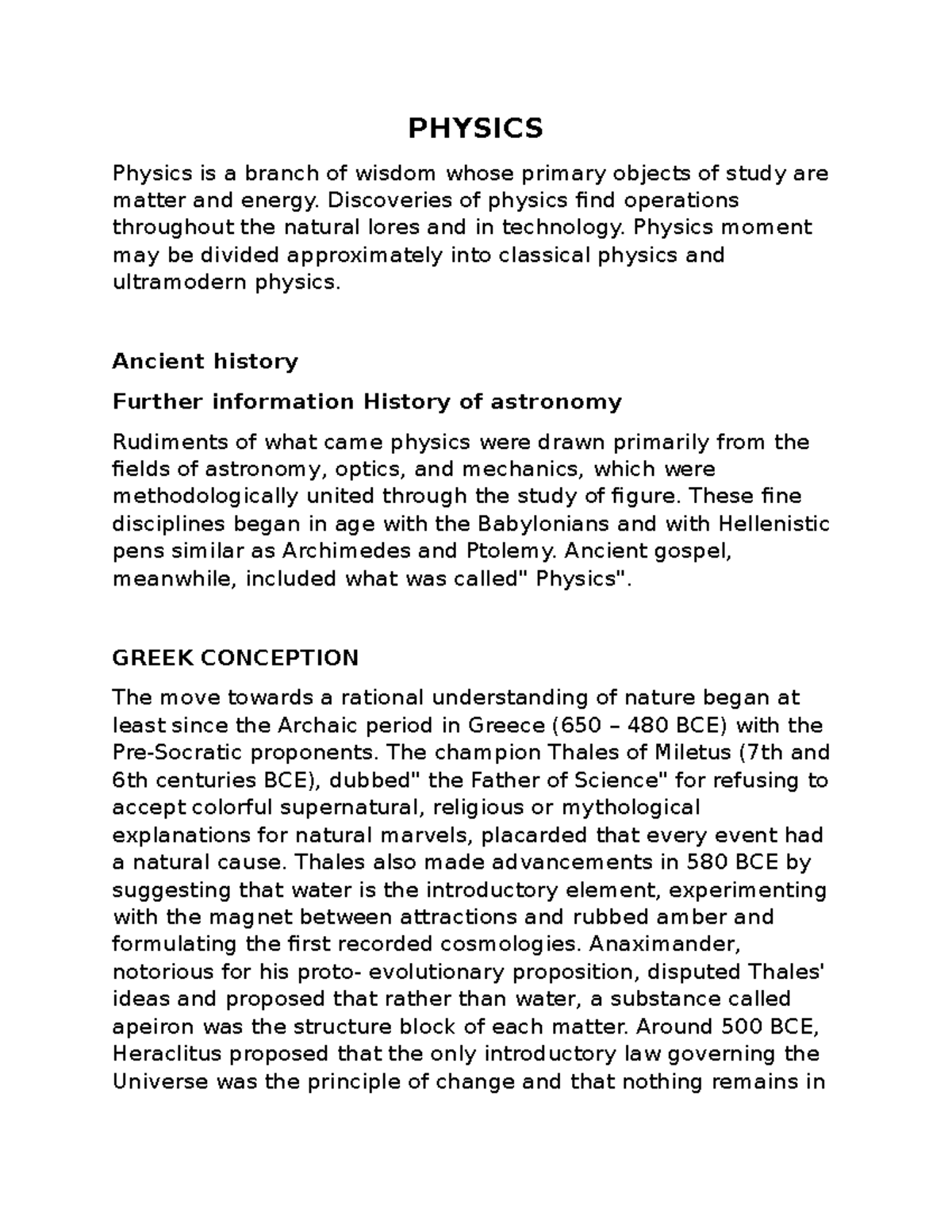 PHYS 101: Overview of Classical and Modern Physics Concepts - Studocu