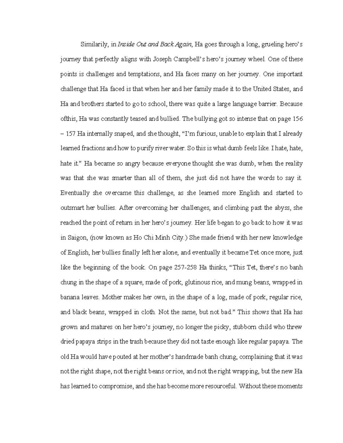 Humanities Final: Ha's Journey in Inside Out and Back Again - Studocu