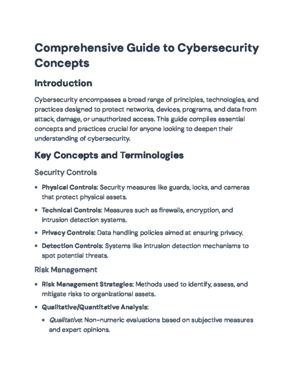 Comprehensive Guide to Cybersecurity Concepts and Practices ...