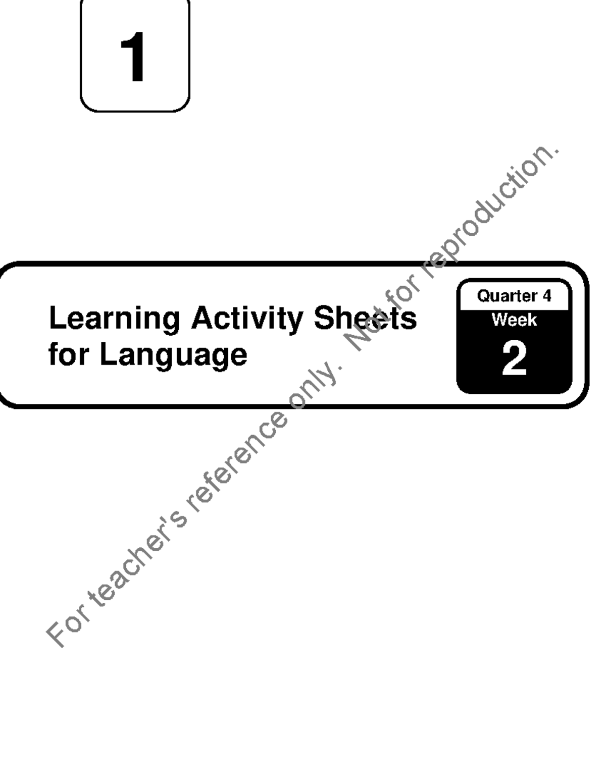 LAS-Language 1 Q4 Week 2: Learning Activity Sheet - Studocu