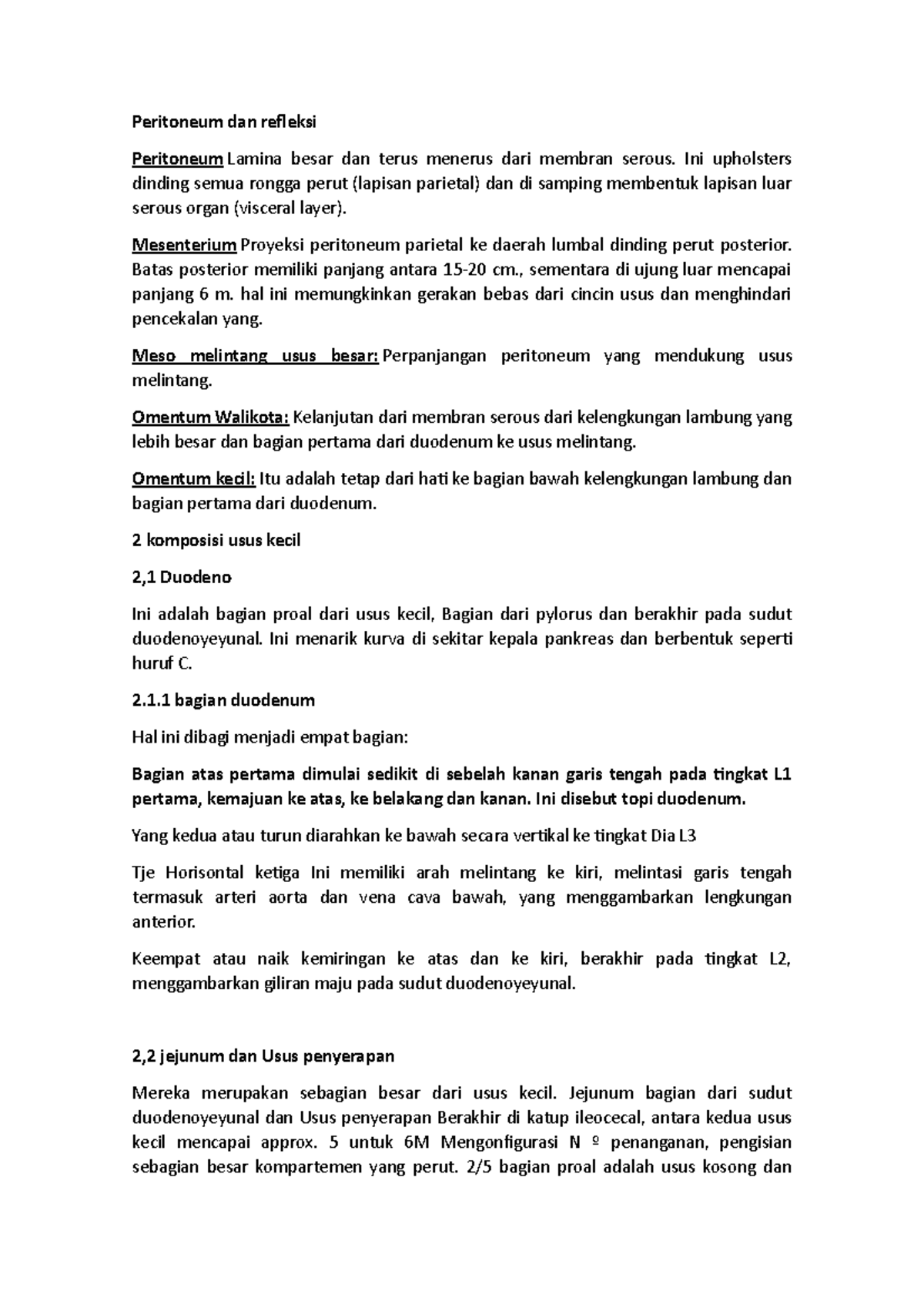 Morfologi dan Histologi Peritoneum - Biologi 101 - Studocu
