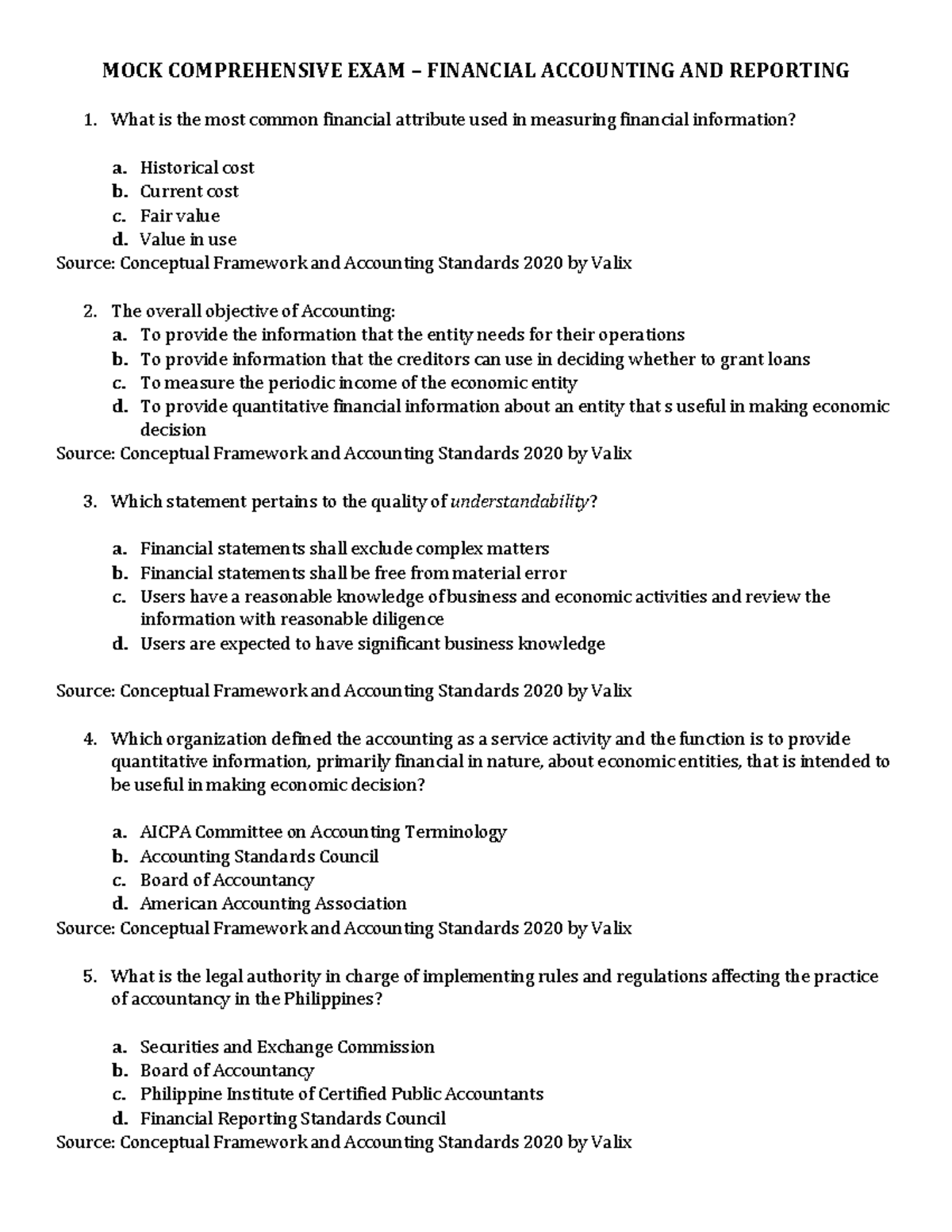 FAR - Comprehensive Mock Exam in Financial Accounting and Reporting ...