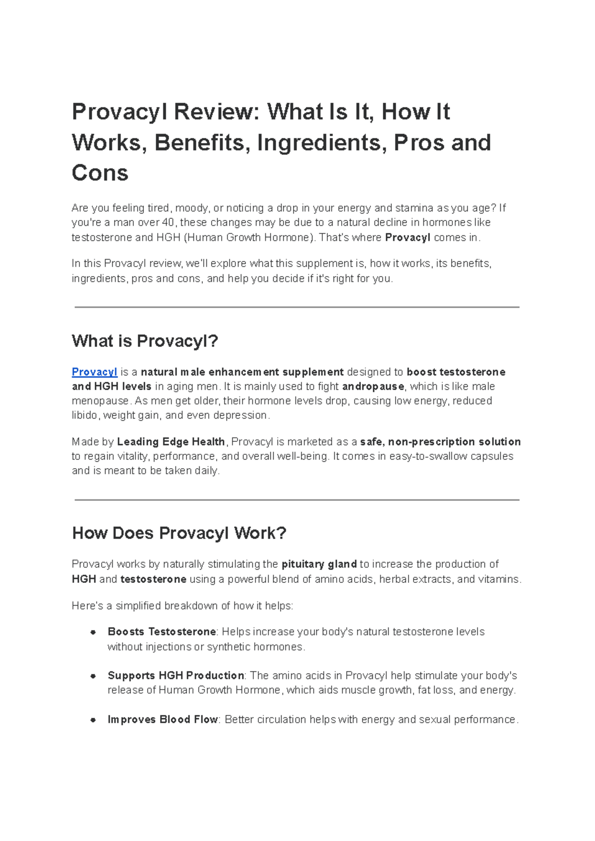 Provacyl review: benefits, ingredients, pros and cons explained - Studocu
