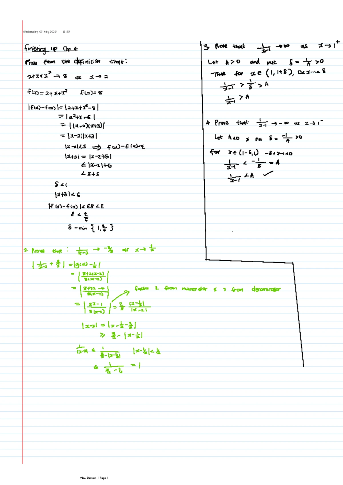 Chapter 4 Tutorials: Limit Definitions and Continuity Proofs - Studocu