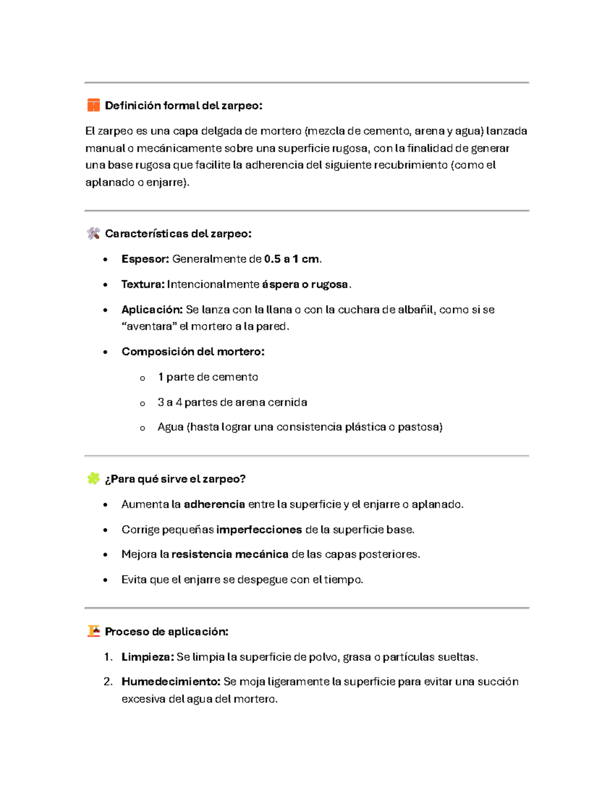 🧱 Definición y Características del Zarpeo en Construcción - Studocu