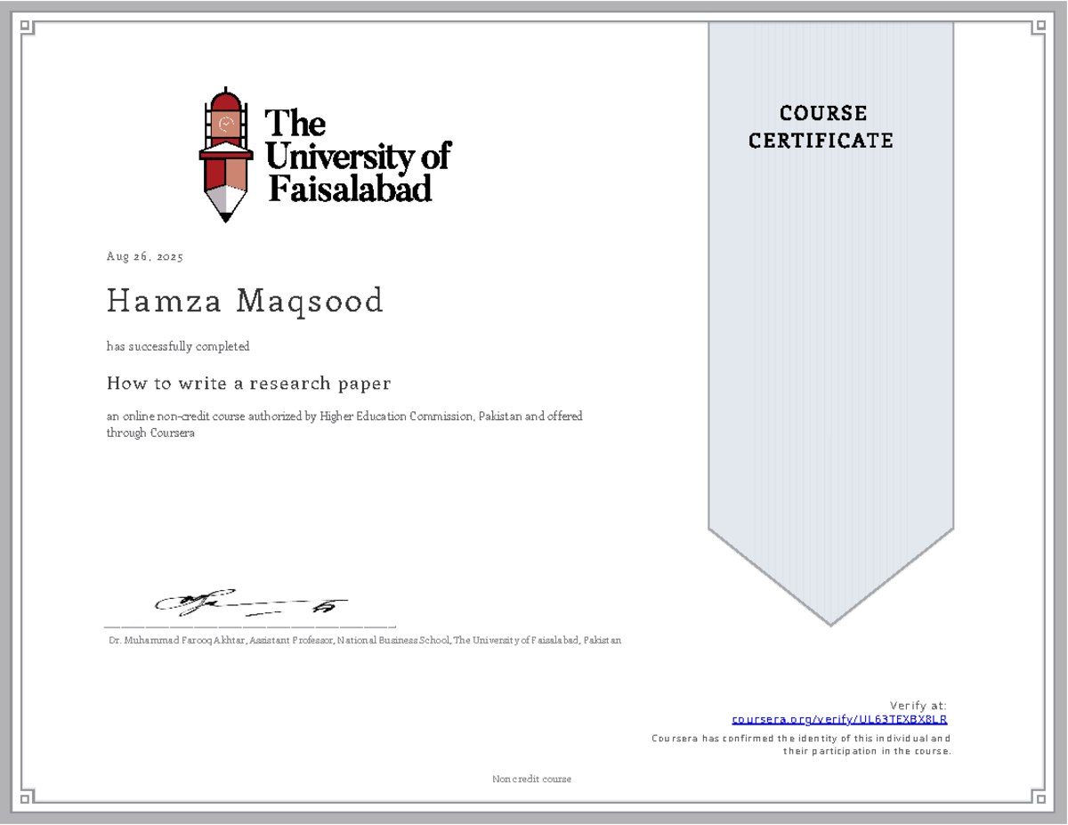 Research Paper Writing Course Completion - HEC Pakistan - Studocu