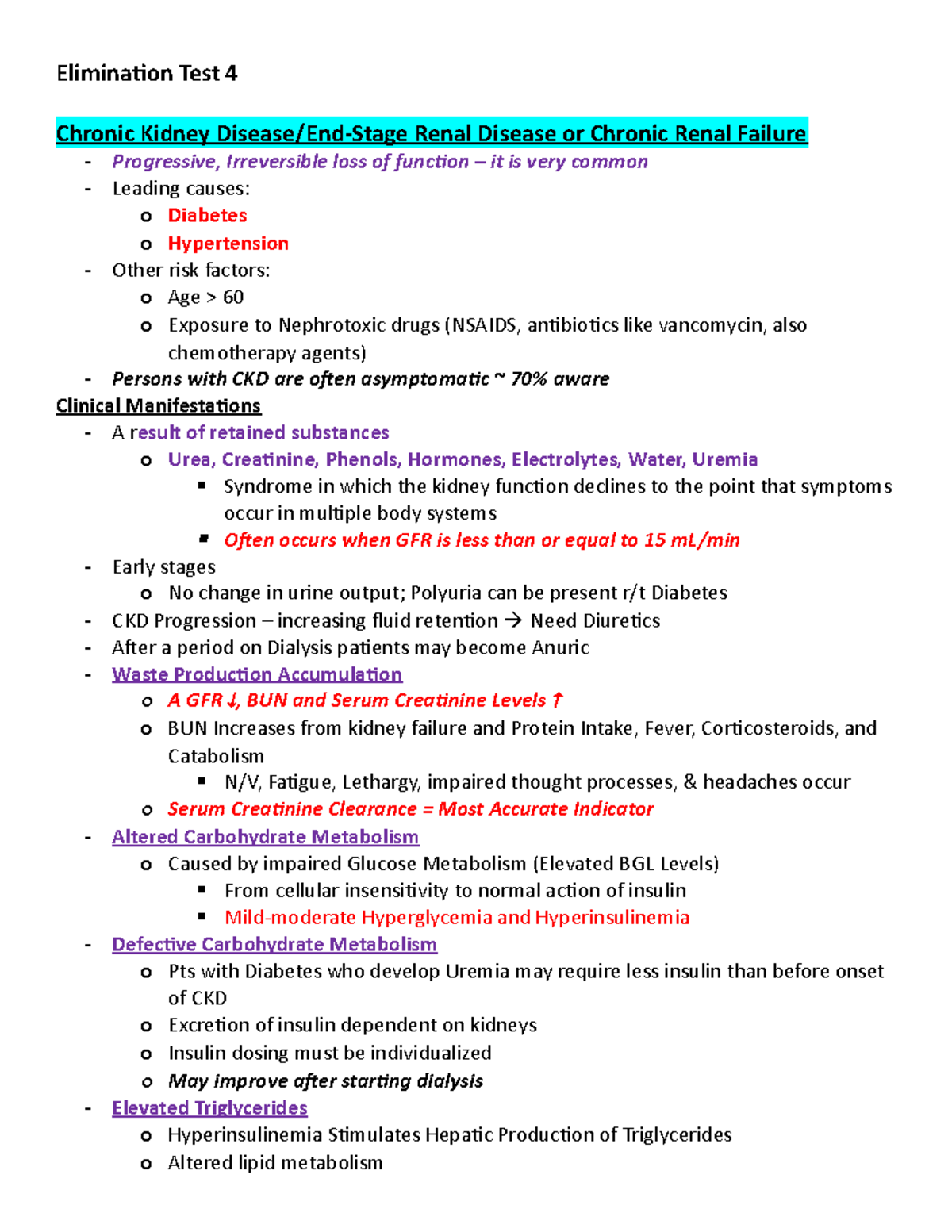 Elimination Test 4 Simplified - Elimination Test 4 Chronic Kidney ...