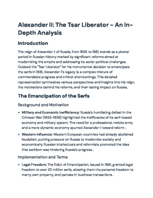 Alexander II's Reforms: The Emancipation of the Serfs and Its Impact ...