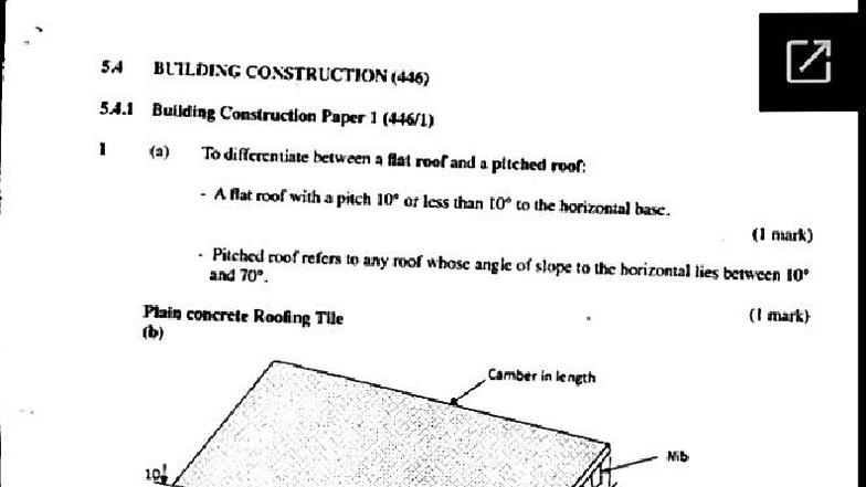 2012 KCSE Building & Construction Past Exam Papers - Studocu