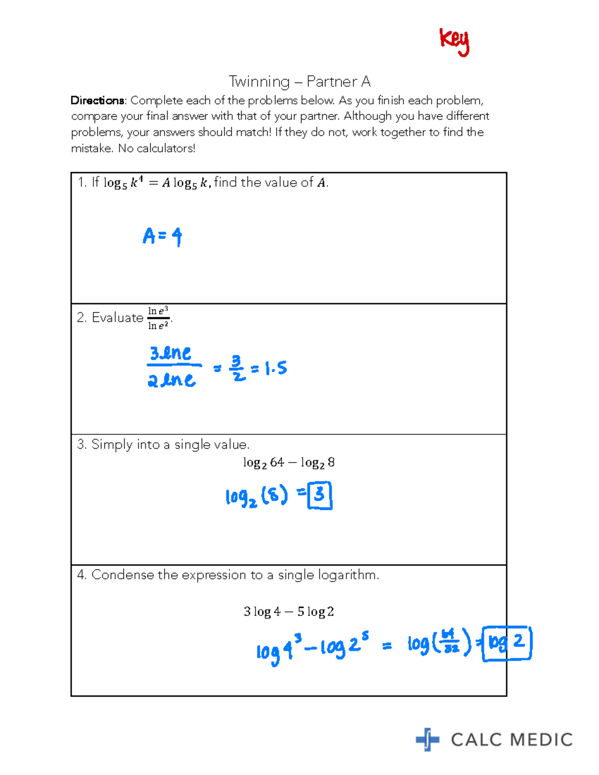 Lesson 5.6 Part 2 Answer Key - AP Precalculus - Calc Medic Solutions ...