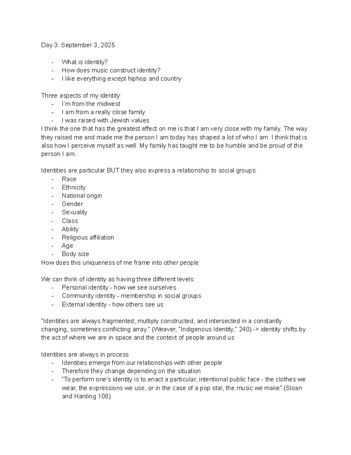 Exploring Music's Role in Constructing Identity: Day 3 Insights - Studocu