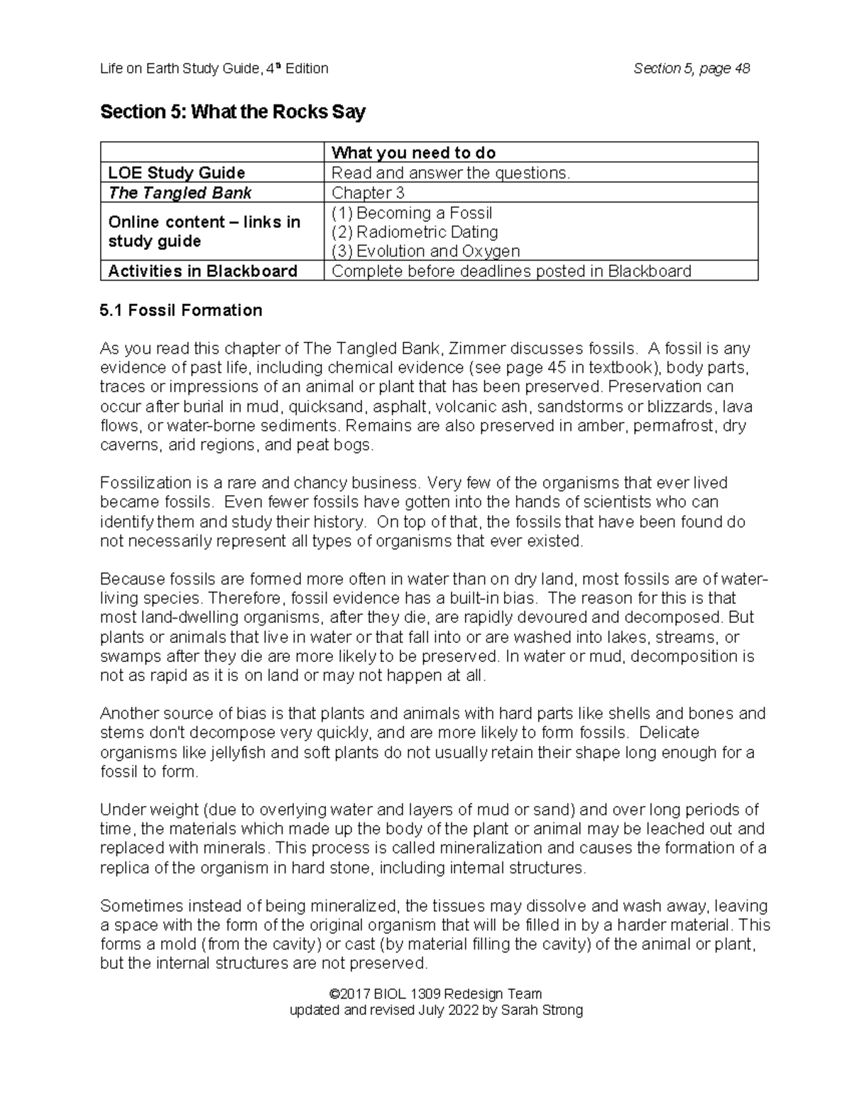 Radiometric Dating and Fossil Analysis Study Guide for BIOL 1309 - Studocu