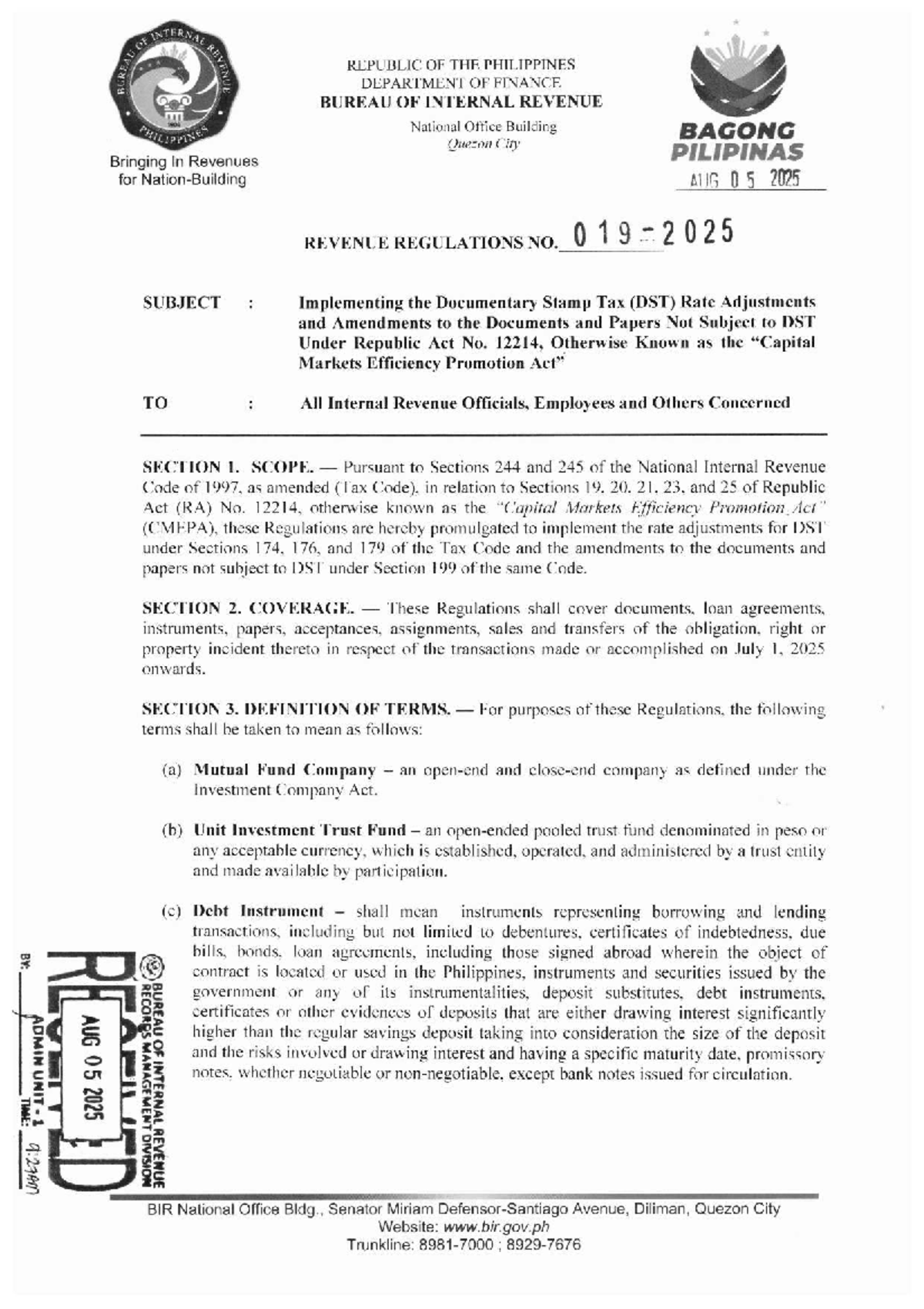Revenue Regulations No. 2025-01: DST Rate Adjustments & Amendments ...