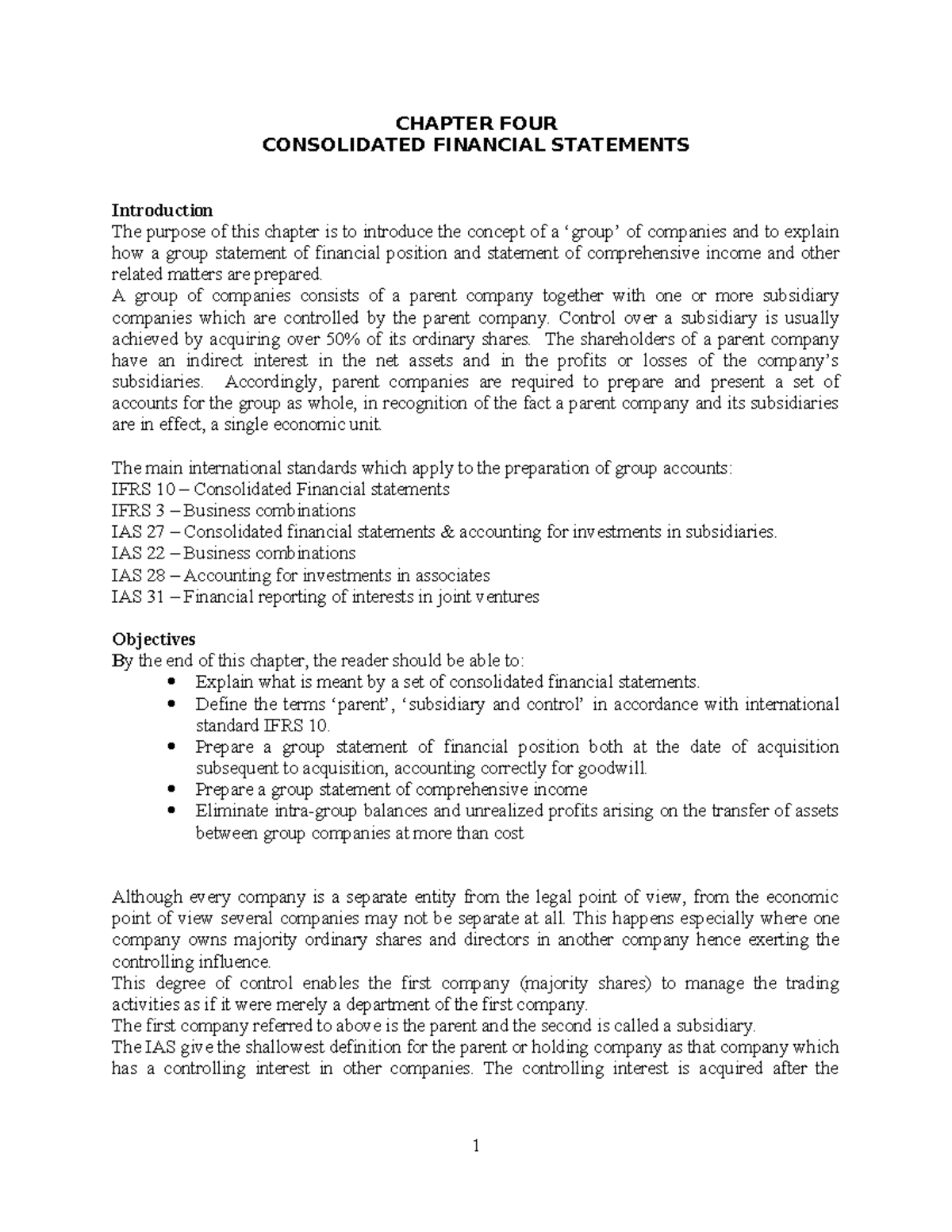 Income statement consolidation - CHAPTER FOUR CONSOLIDATED FINANCIAL ...