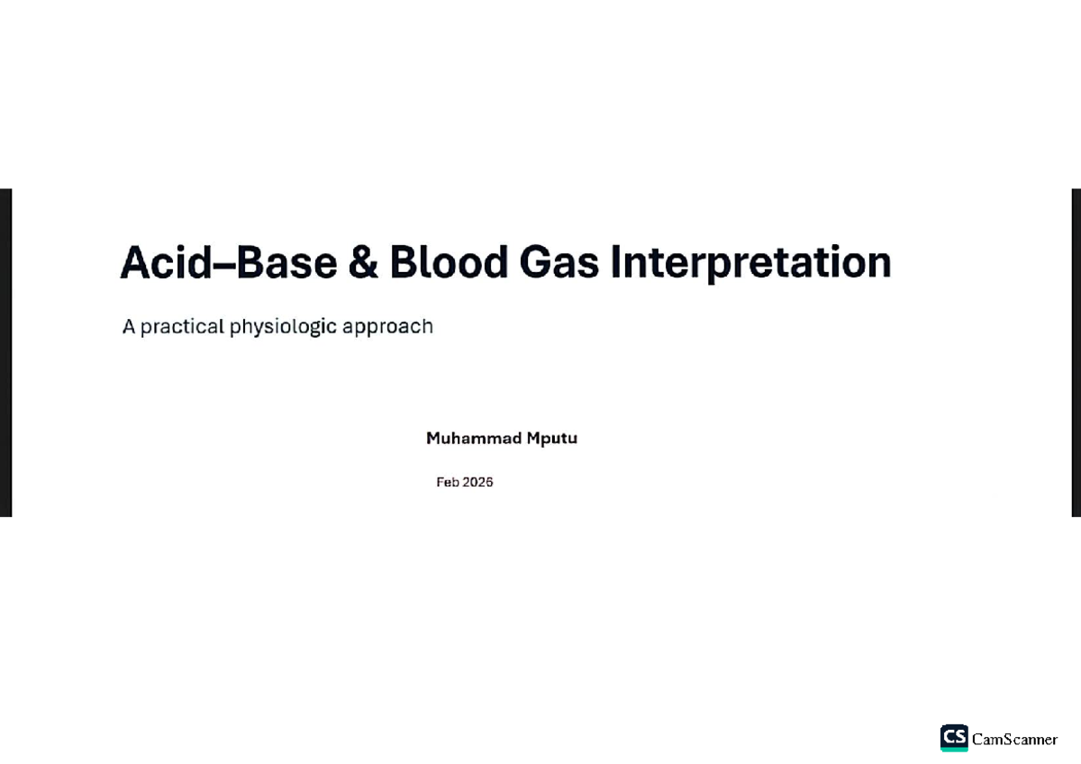 ABGs - Lecture Notes: A Practical Physiologic Approach (CS) - Studocu