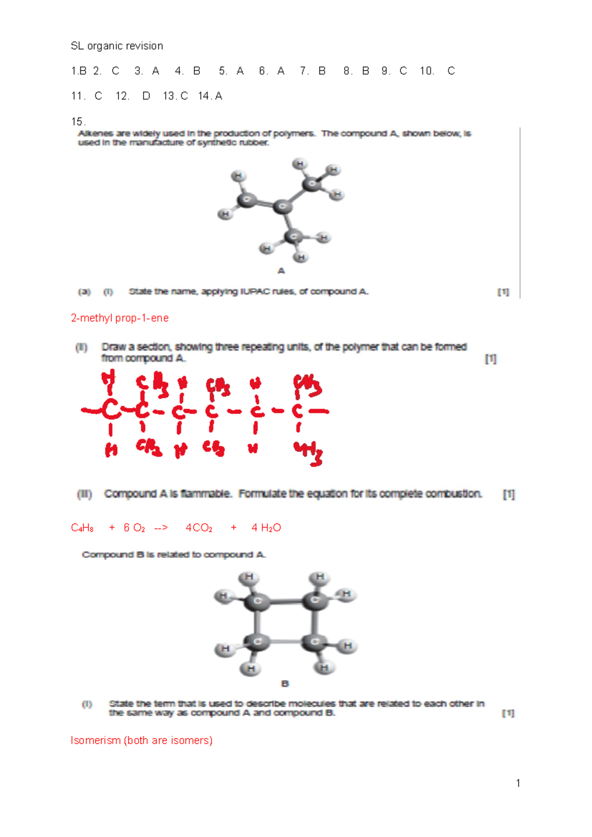 SL Topic 10 Organic & Analytical Answers: Revision Notes - Studocu