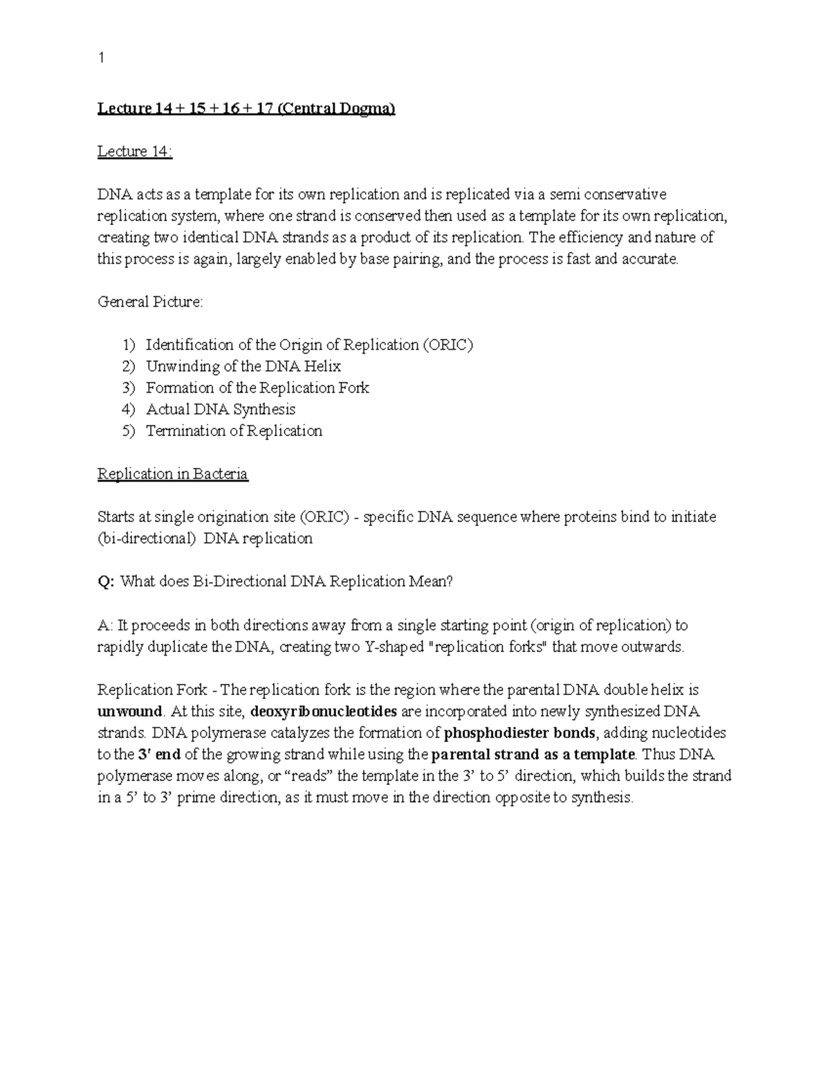 BMSC 220 - Central Dogma: DNA Replication and Gene Expression Lectures ...