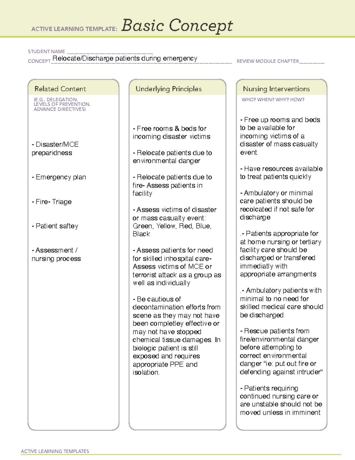 BCM PHN A: Active Learning Template for Emergency Patient Care - Studocu