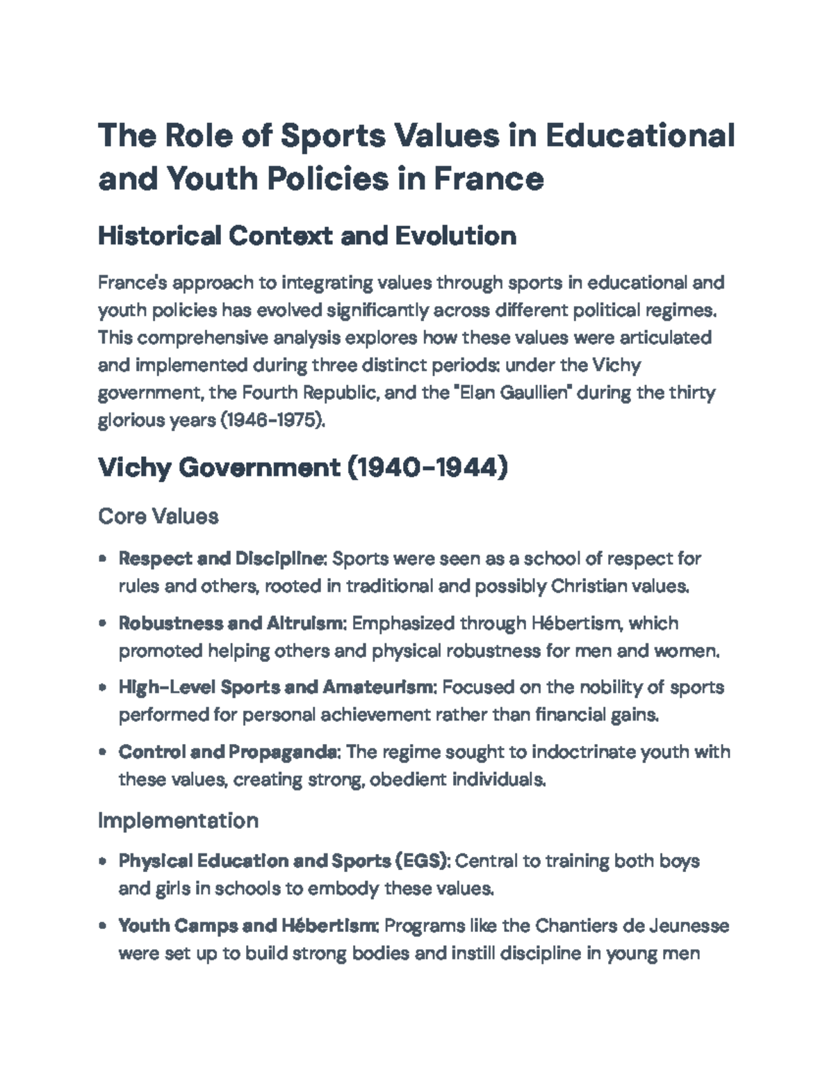 The Role of Sports Values in French Educational Policies (C1 2023 ...