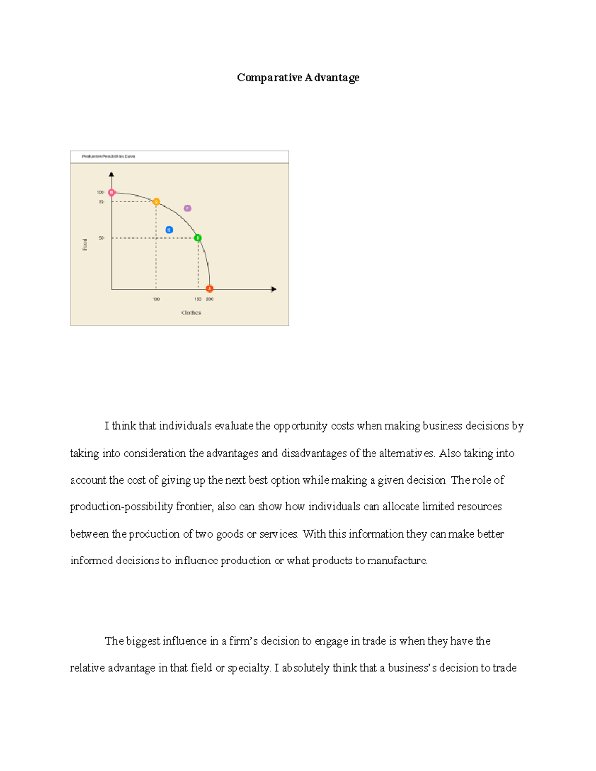 4-2 module - Comparative Advantage I think that individuals evaluate ...