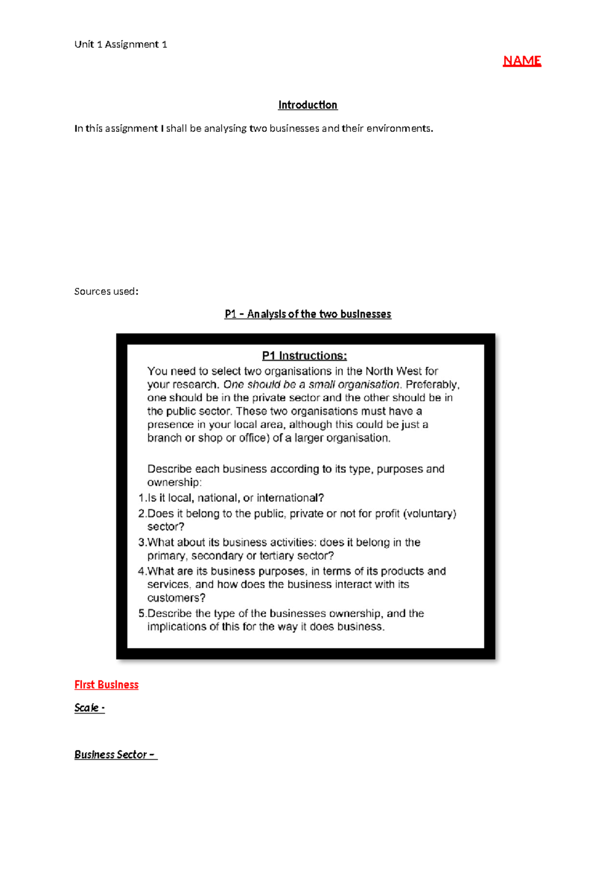 Unit 1 Assignment 1 - Business Analysis and Evaluation Framework - Studocu