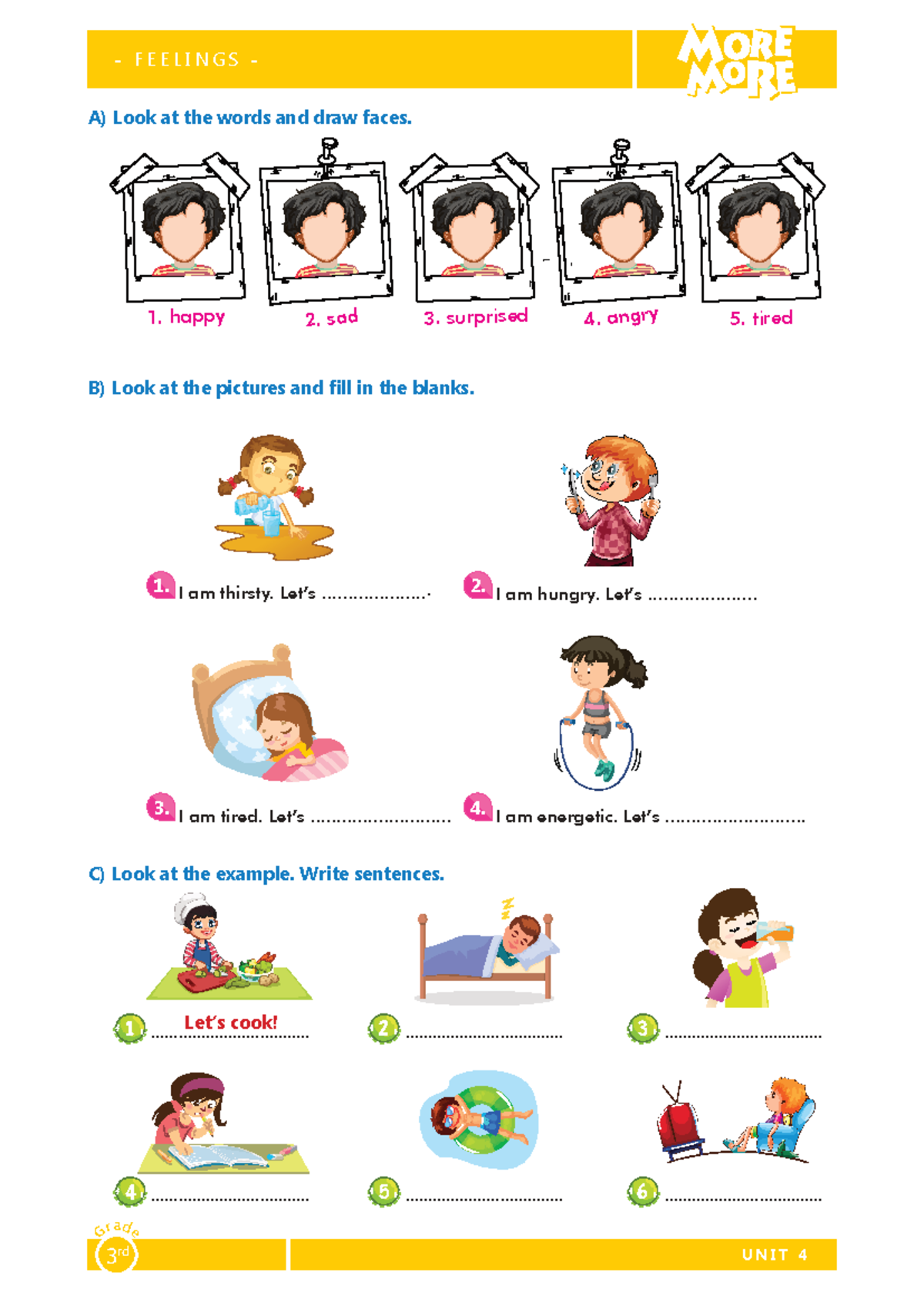 FEELINGS & EMOTIONS WORKSHEET - GRADE 3 UNIT 4 - Studeersnel