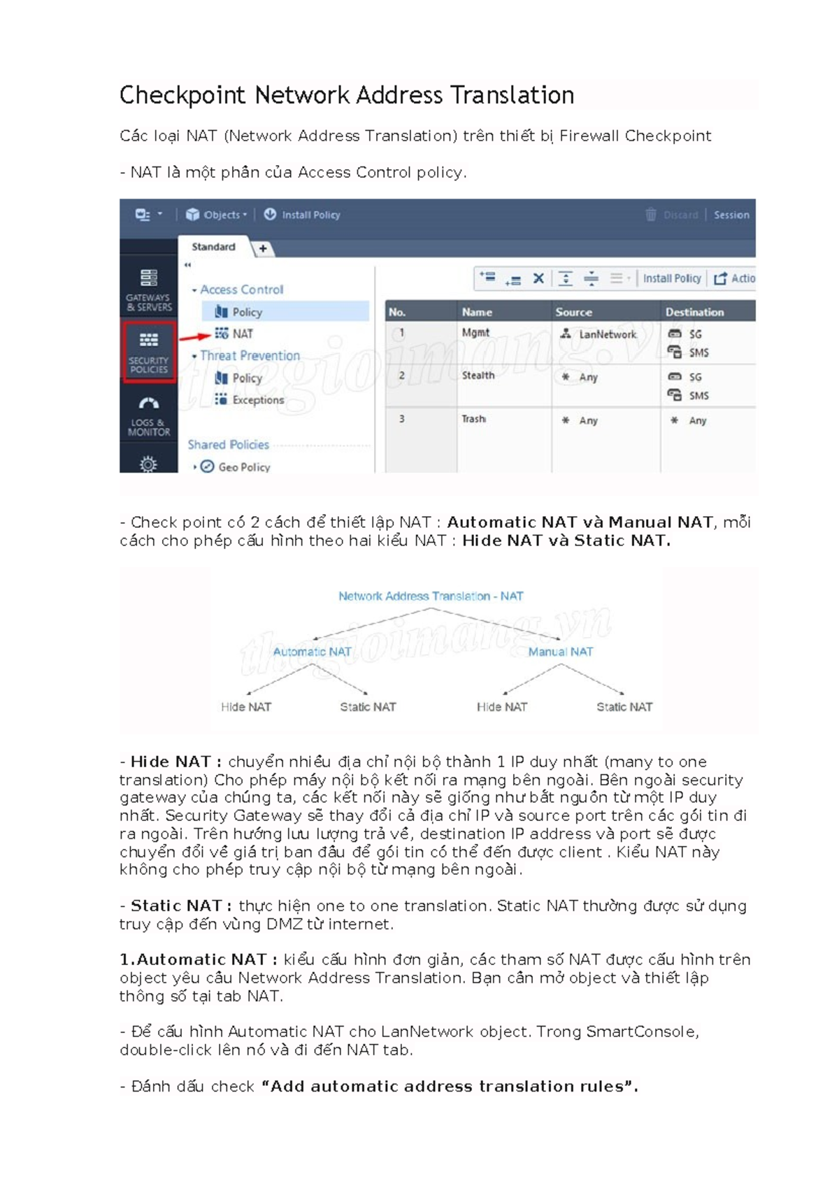 Checkpoint NAT Configurations: Automatic & Manual Options Explained ...