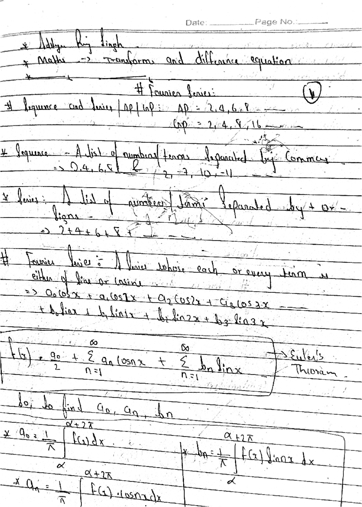 Final Exam Review Notes for Course XYZ 101: Fourier Series and ...