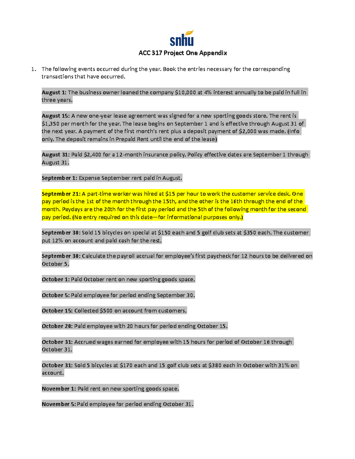 ACC 317 Project One Appendix - ACC 317 Project One Appendix The ...