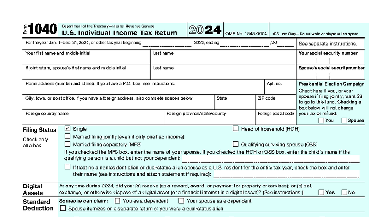 1040ez Form 2024 Printable