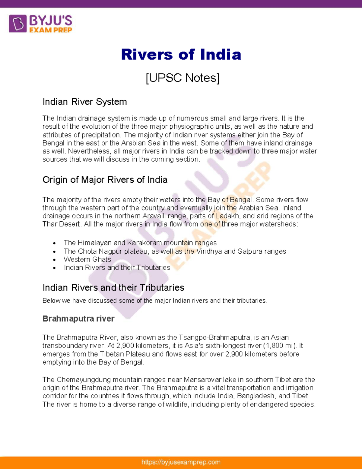 Rivers of india upsc notes 15 - Rivers of India [UPSC Notes] Indian ...