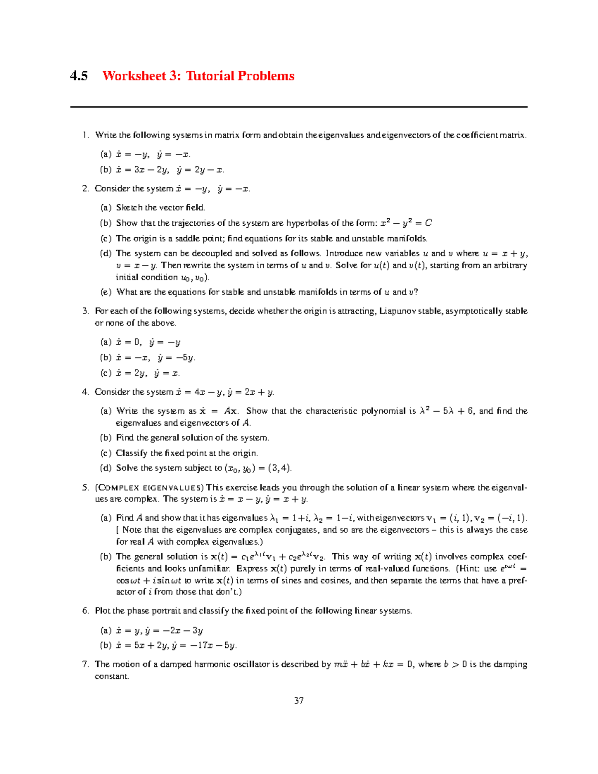 Tutorial 3 (1) - none - 4 Worksheet 3: Tutorial Problems Write the ...