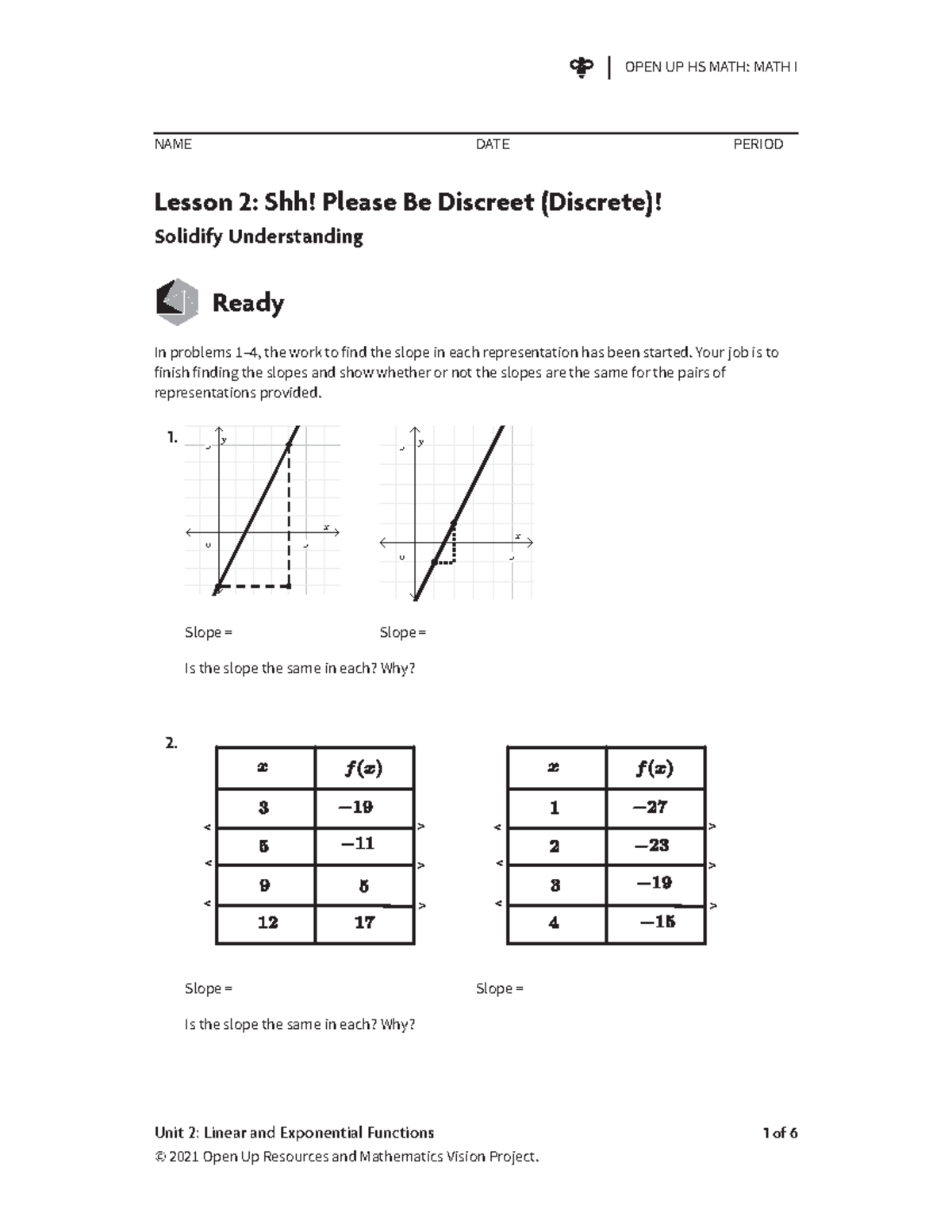 Kami Export - IM Unit 2 Lesson 2 Slope Practice Problems - Studocu