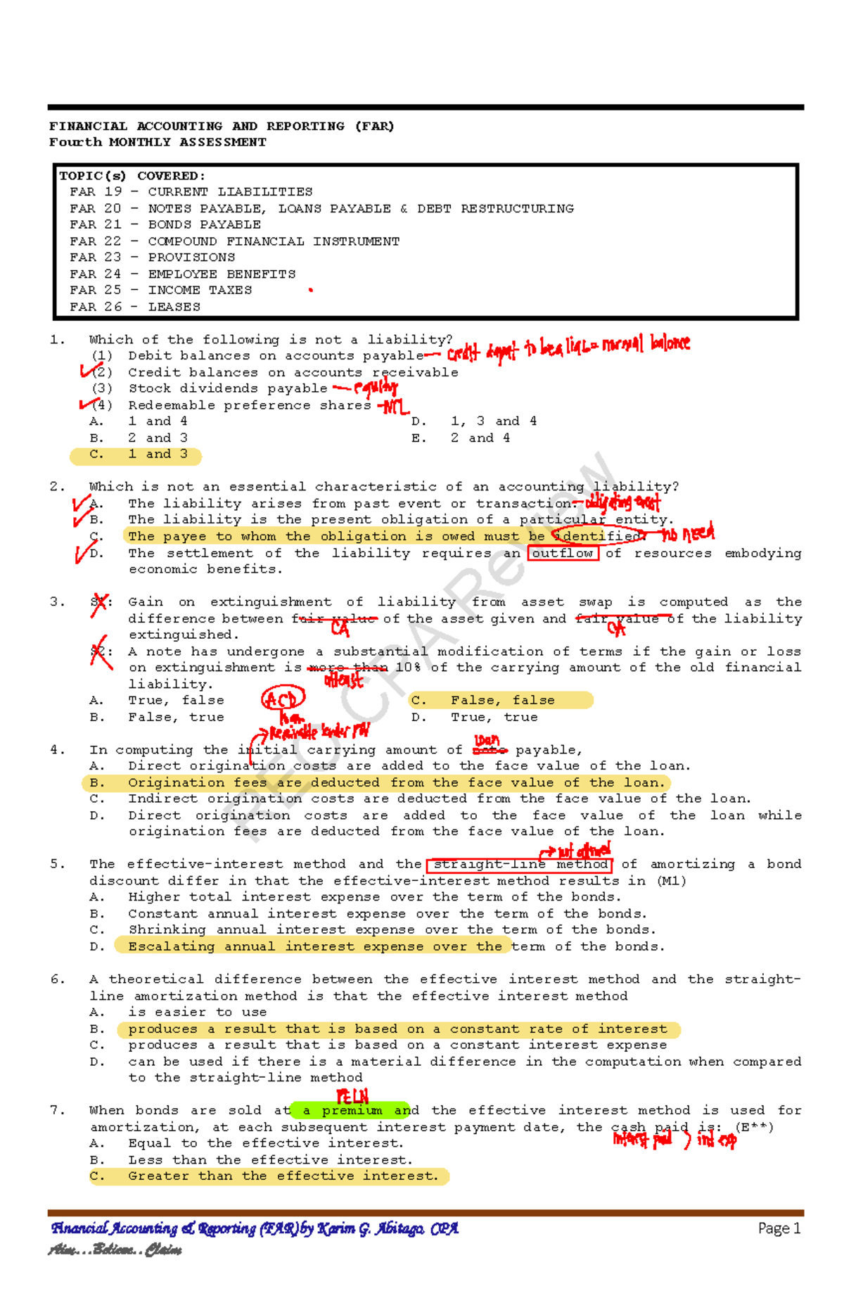 REO 2024 - FAR 4th Monthly Assessment on Current Liabilities and ...
