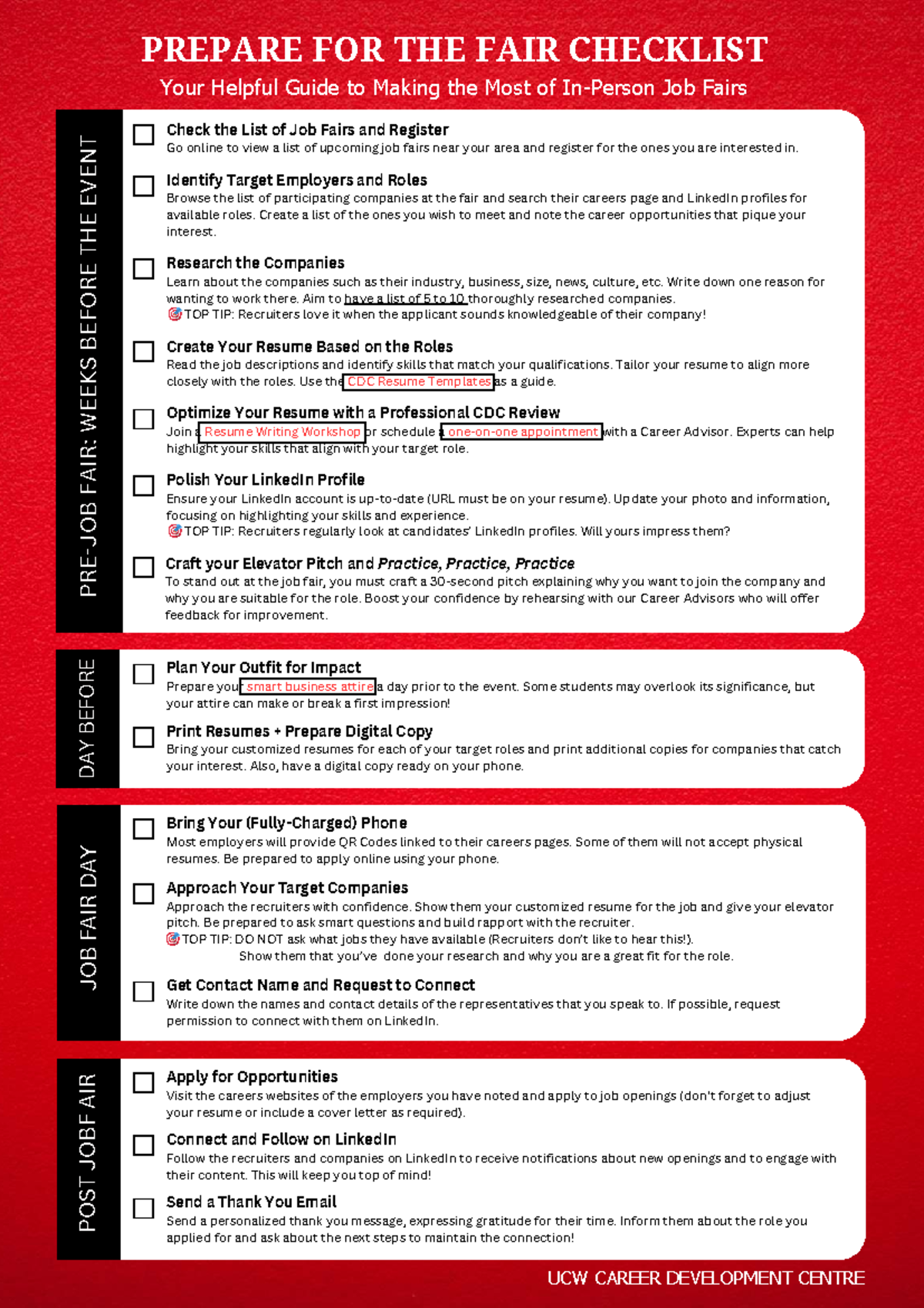 Prepare for the Job Fair Checklist: Your Essential Guide - Studocu