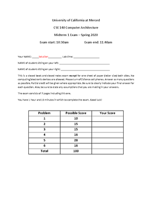 CSE140 HW1 - Professor Leung - CSE140: Lab/HW Machine Language Overview Since computer hardware ...