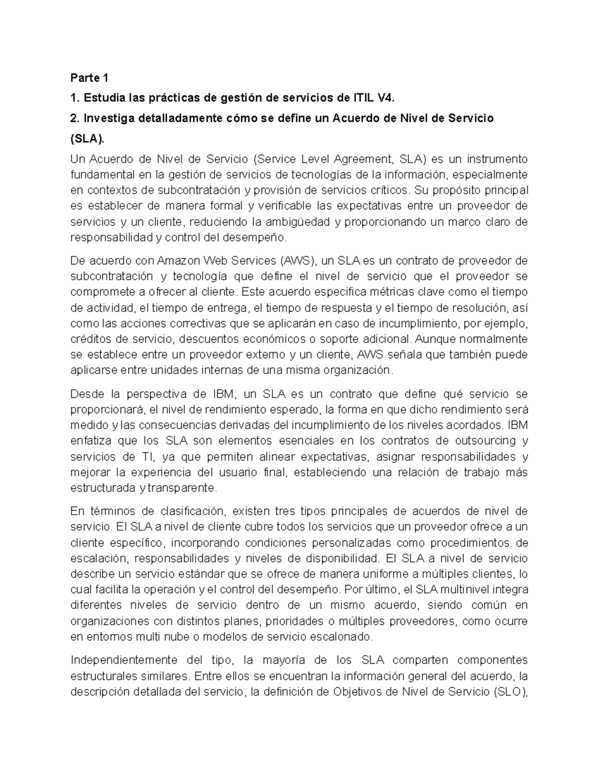 ITIL 4: Gestión de Servicios y Acuerdos de Nivel de Servicio (SLA ...