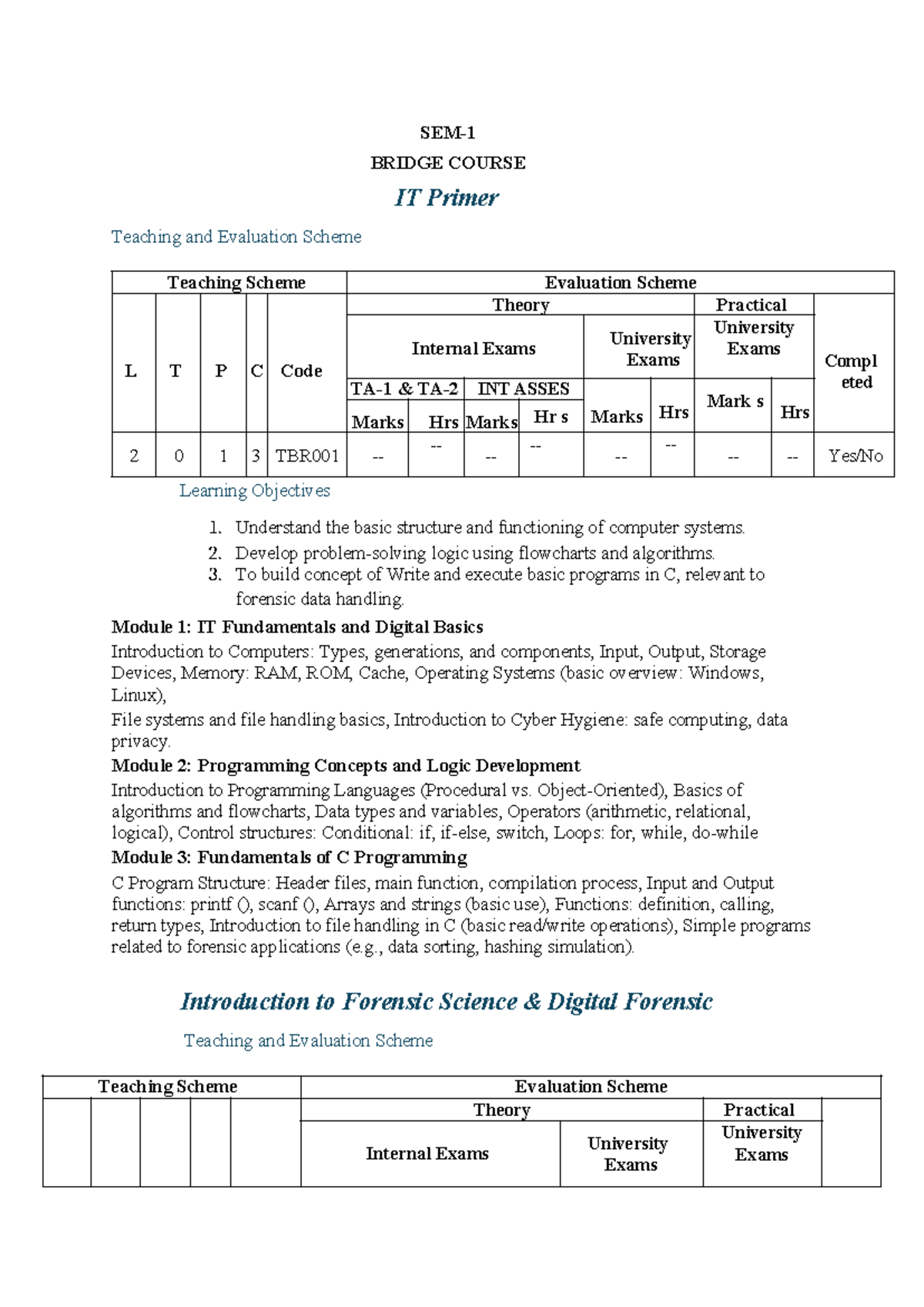 Cyber Syllabus: Forensic Medicine TBR001 & TFS101 - Studocu