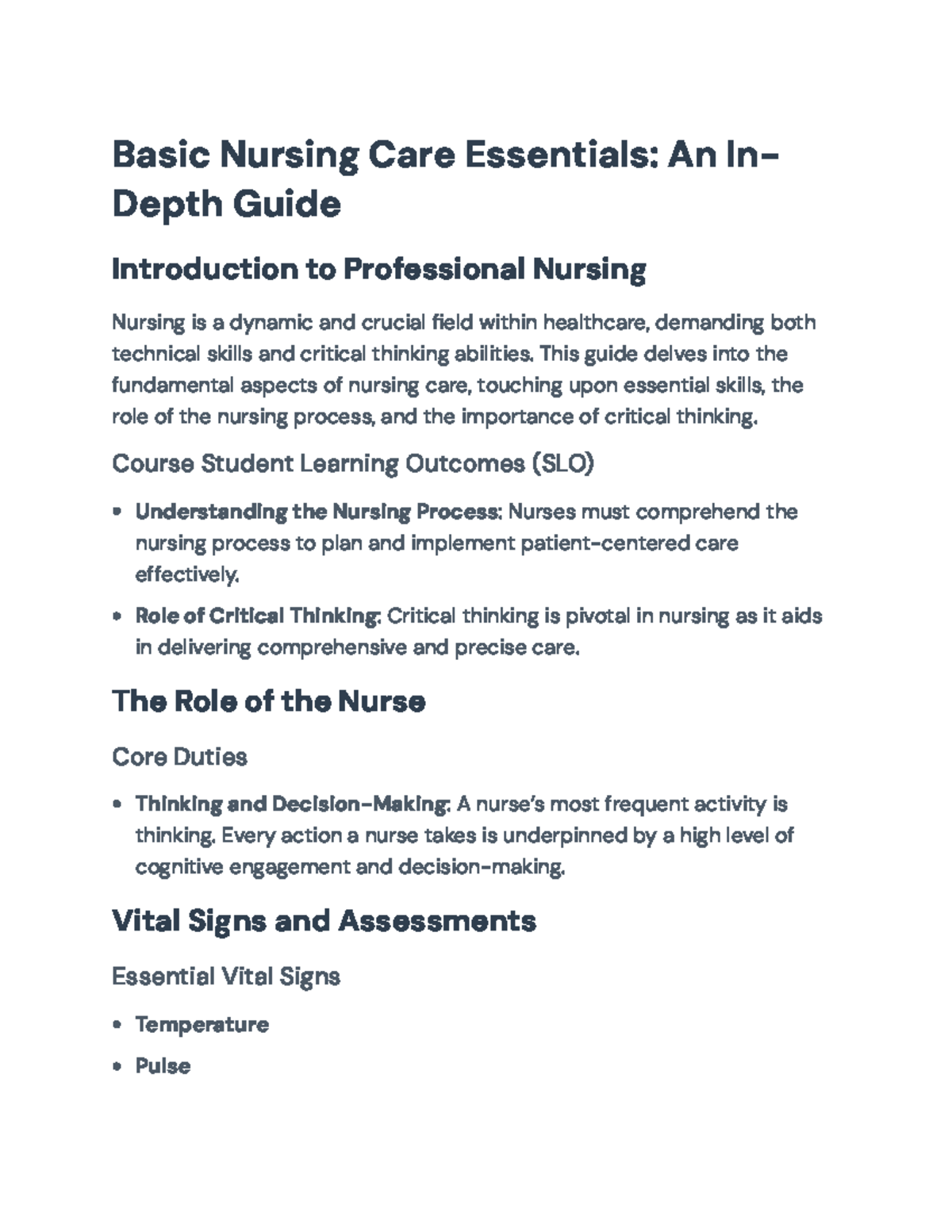 Basic Nursing Care Essentials: An In-Depth Guide for Nursing Practice ...