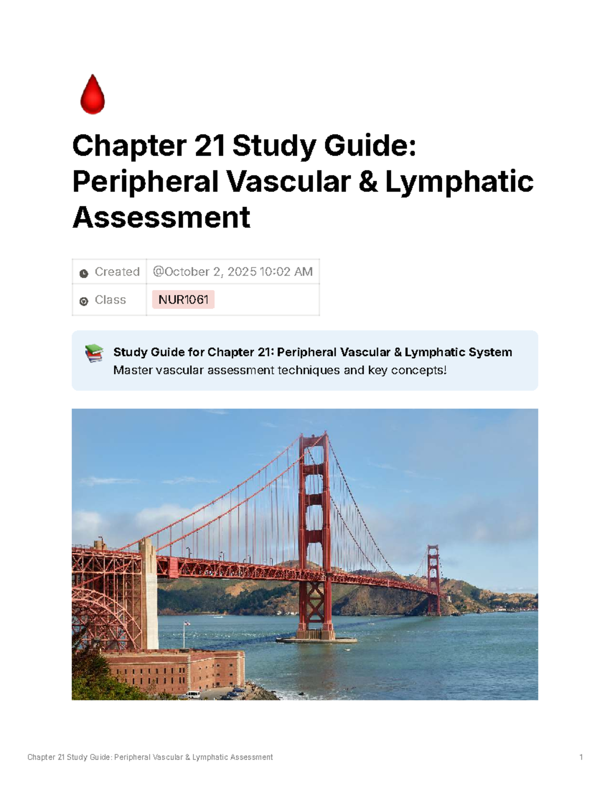 Chapter 21 Study Guide: Vascular & Lymphatic Assessment (NUR1061) - Studocu